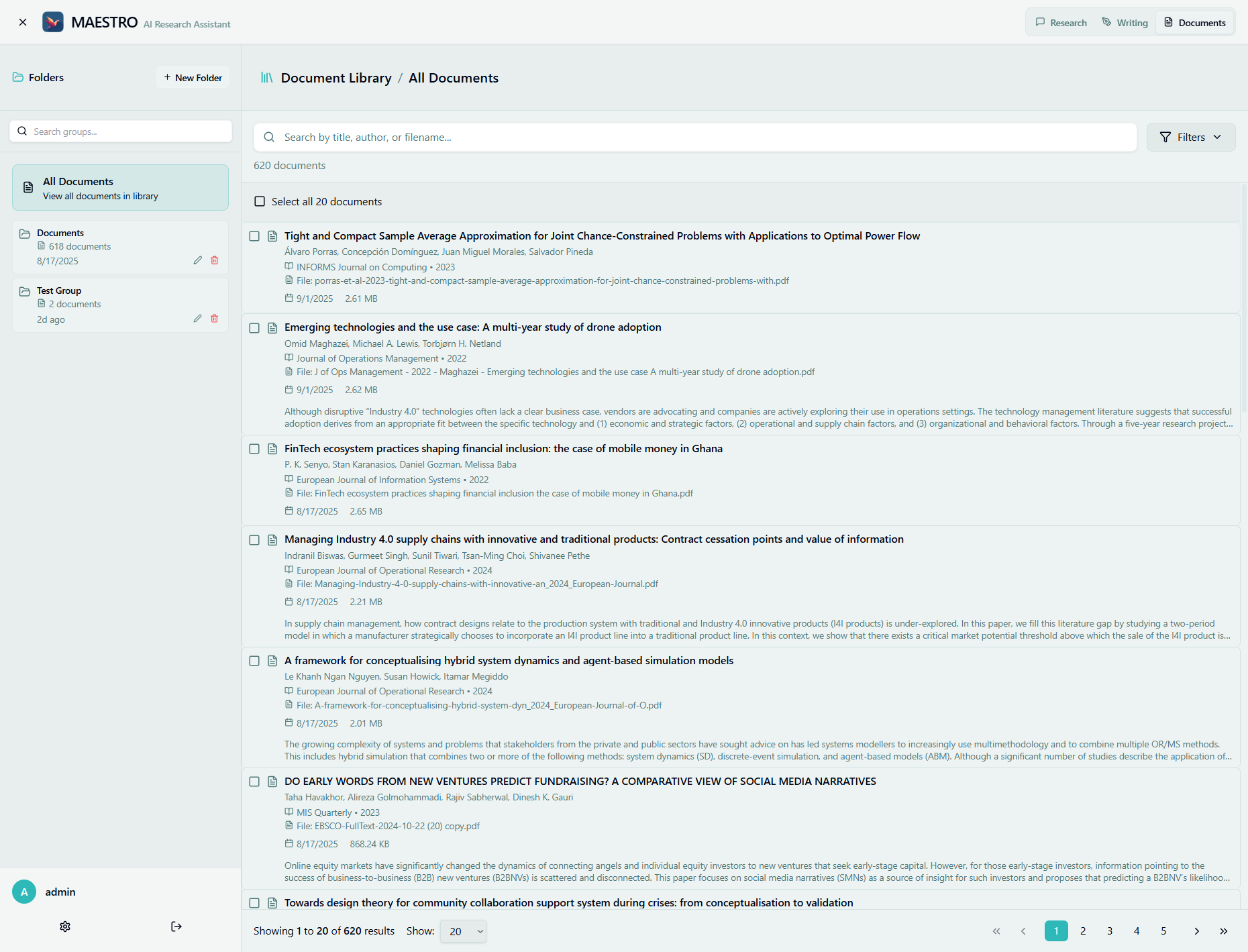 Document Library Management - MAESTRO Documentation